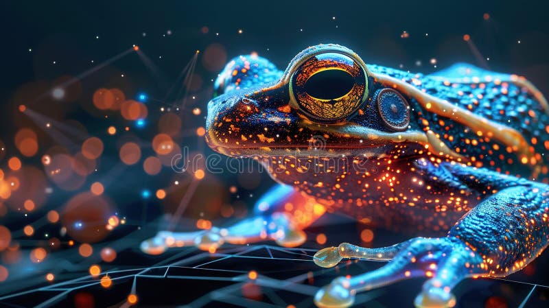 Big Data Visualization. a Digital Frog in Flow Information. Information ...