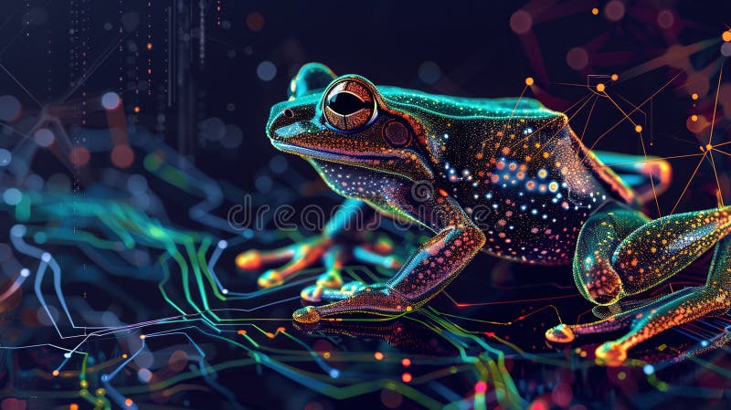 Big Data Visualization. a Digital Frog in Flow Information. Information ...