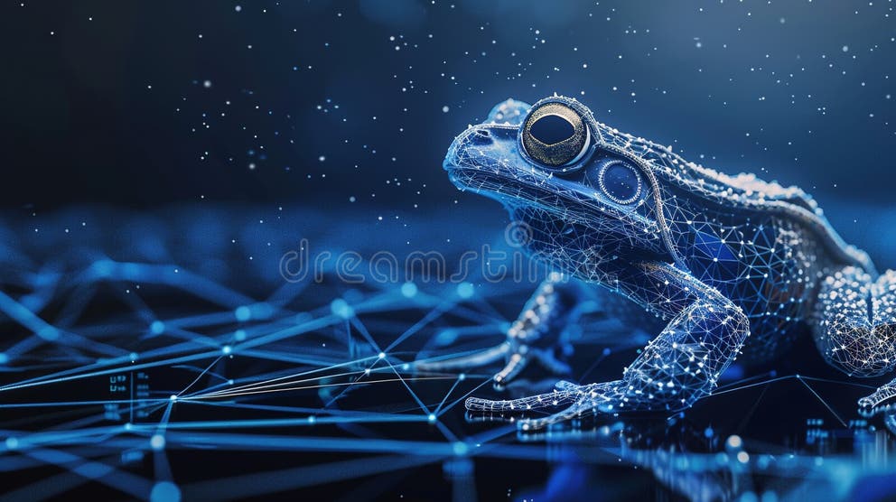 Big Data Visualization. a Digital Frog in Flow Information. Information ...