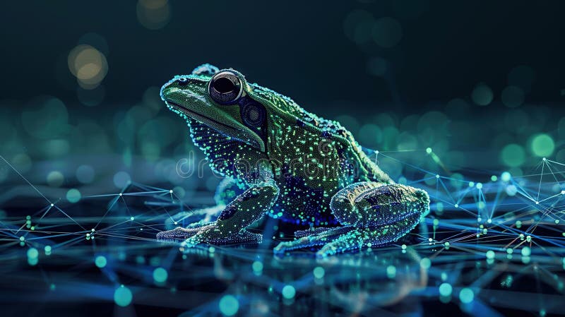 Big Data Visualization. a Digital Frog in Flow Information. Information Aesthetic Design Stock ...