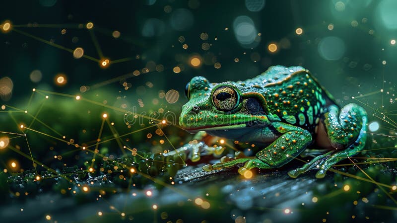 Big Data Visualization. a Digital Frog in Flow Information. Information ...