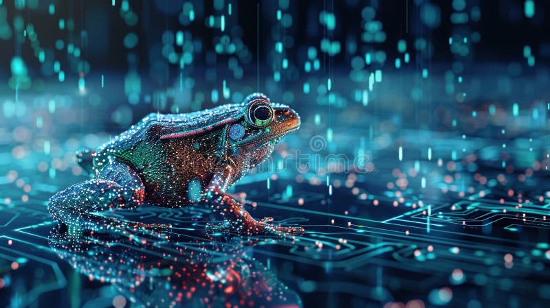 Big Data Visualization. a Digital Frog in Flow Information. Information ...