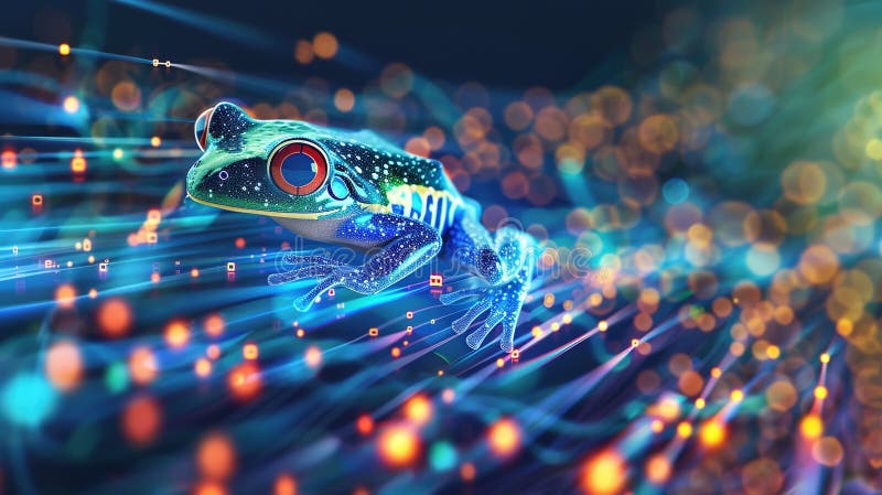 Big Data Visualization. a Digital Frog in Flow Information. Information ...