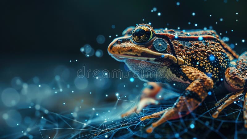 Big Data Visualization. a Digital Frog in Flow Information. Information ...