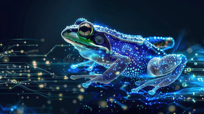 Big Data Visualization. a Digital Frog in Flow Information. Information ...