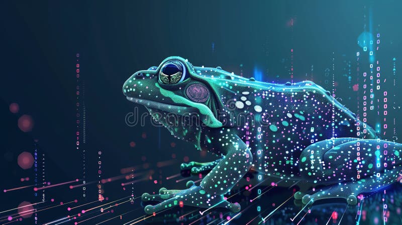 Big Data Visualization. a Digital Frog in Flow Information. Information ...