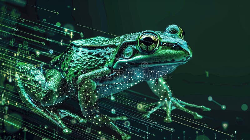 Big Data Visualization. a Digital Frog in Flow Information. Information ...