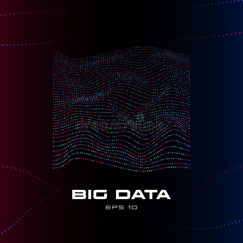Big Data Visualization. Distortion Stream of Particles Stock Vector ...