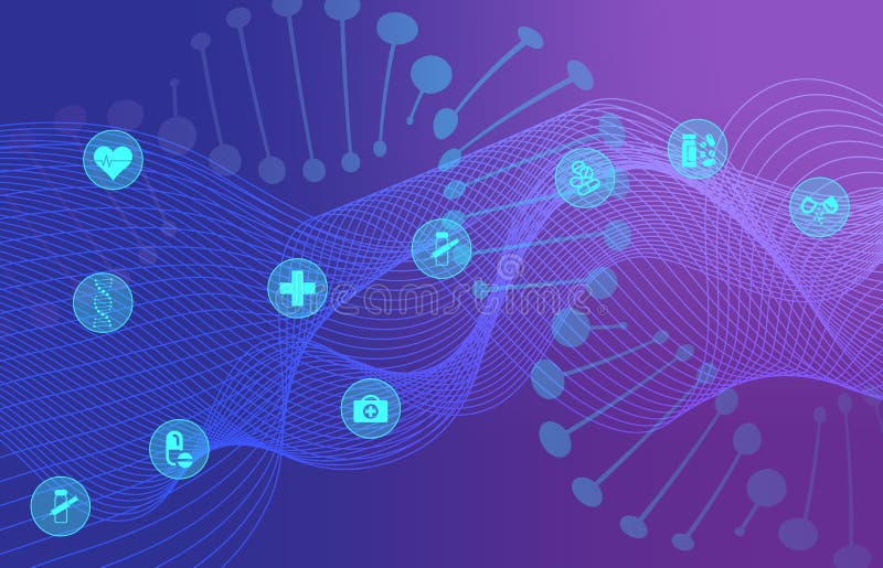Big Data Visualization with DNA Helix and Medical Icons Stock Vector ...