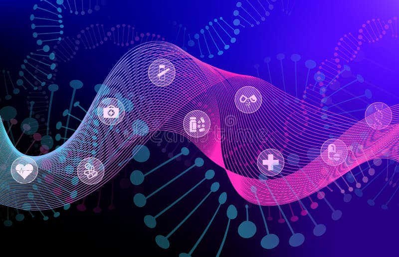 Big Data Visualization with DNA Helix and Medical Icons Stock Vector ...