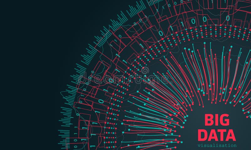 Big Data Visualization Fractal Elements With Lines And Dots Array Stock Vector Illustration