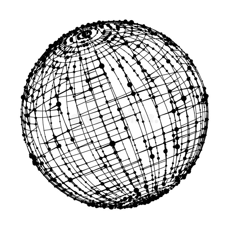 Wireframe Mesh Sphere. stock vector. Illustration of cyber - 119889784