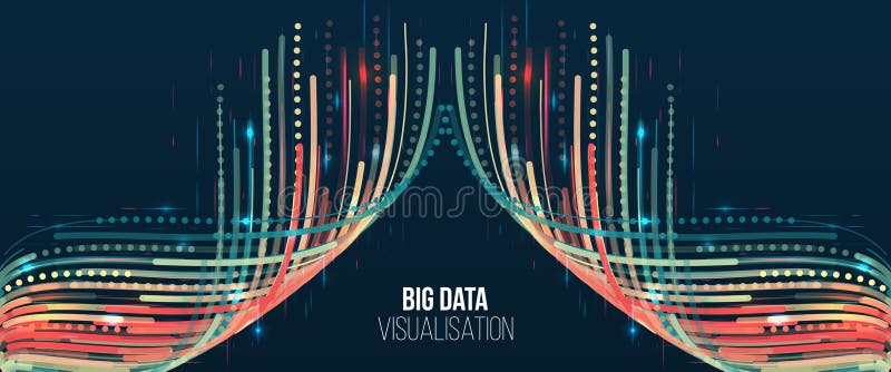Big Data Visualization. Information Analytics Concept. Abstract Stream Information with Ball ...