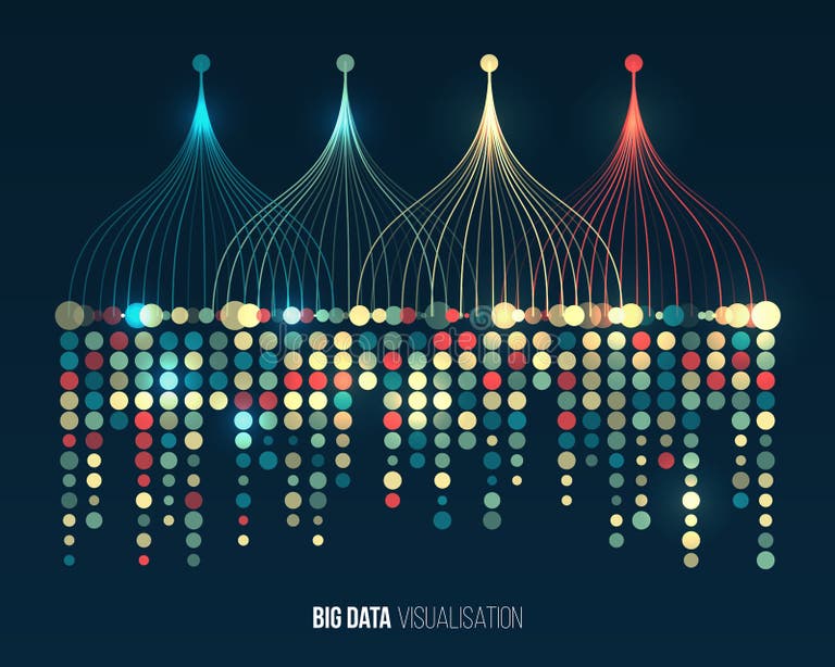 Big Data Visualization Information Analytics Concept Abstract Stream Information With Ball