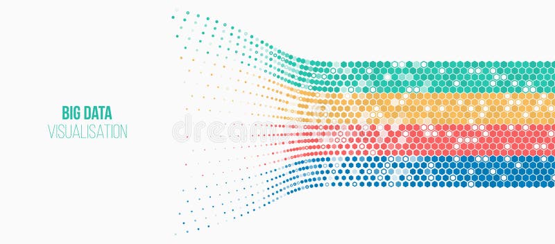Big Data Visualization. Information Analytics Concept. Abstract Stream Information with Hexagons ...