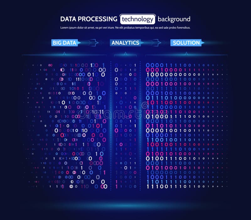 Big Data Visualization Abstract Background With Lines Array And Binary Code Stock Vector