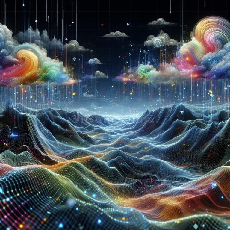 Artificial Intelligence Landscape. Wireframe Landscape Background Stock ...