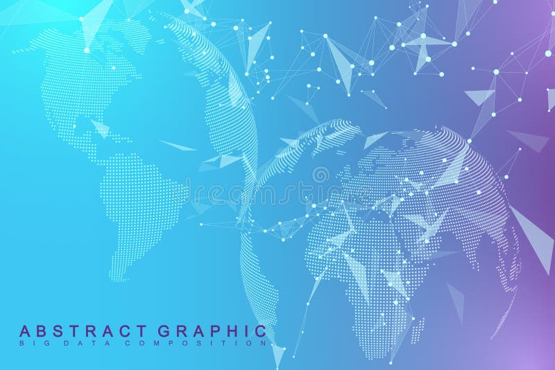 Big Data Visualization with a World Globe. Abstract Vector Background ...