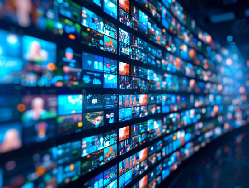 Big Data Wall Displaying Business and Financial Information Stock Photo ...