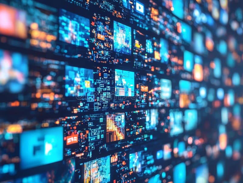 The Big Data Wall Displays Business and Financial Information Stock ...