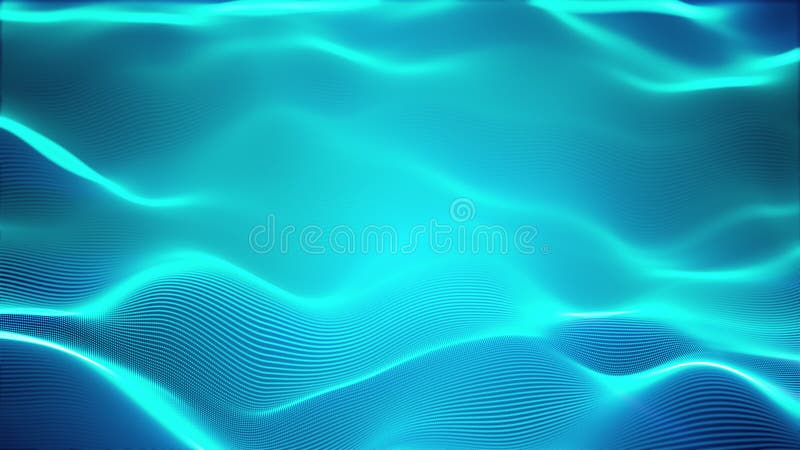 Computer Generated a Big Data Wave of Particles. Glowing Striped Effect ...