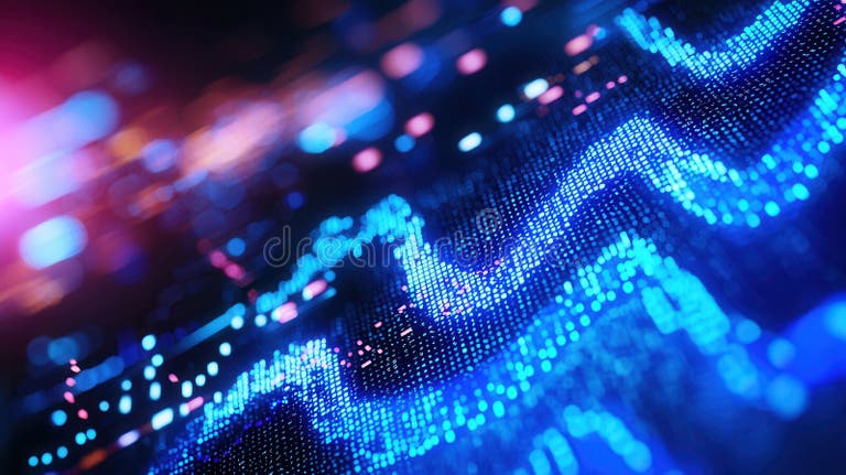 Big Data Wave Visualization Showing Information Flowing As a Futuristic Stream of Binary Code ...