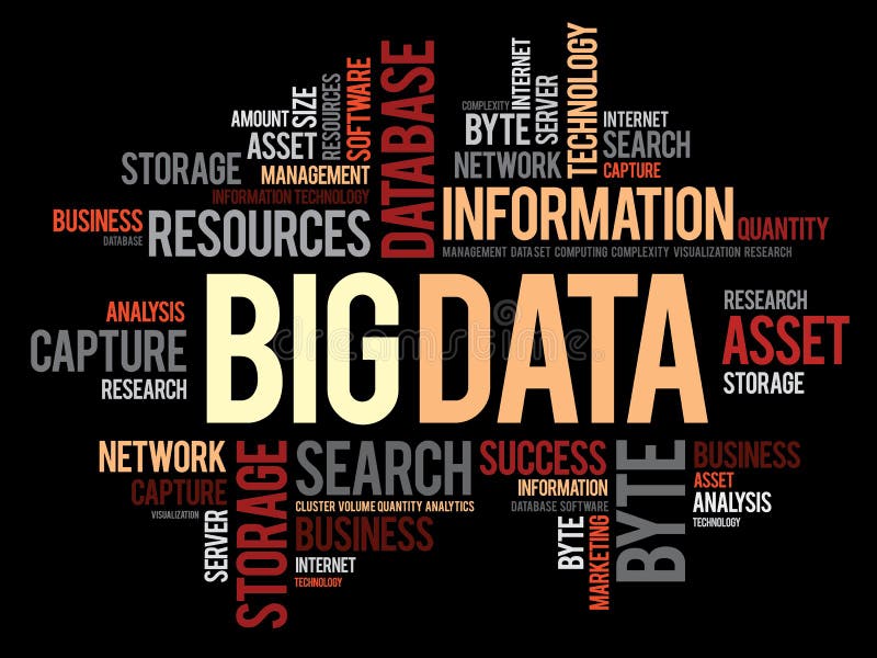 Big Data word cloud stock illustration. Illustration of size - 205282399