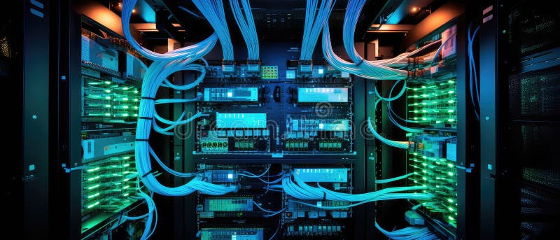 Big Database Box Cloud Servers Connection with Colorful Fiber Optic ...