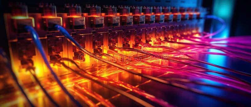 Big Database Servers Connection with Fiber Optic Cable Internet, AI ...