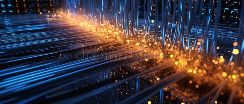 Big Database Servers Connection with Fiber Optic Cable Internet, AI ...