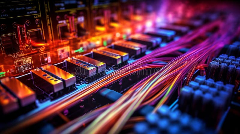 Big Database Servers Connection with Fiber Optic Cable Internet, AI ...