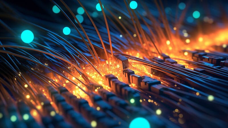 Big Database Servers Connection with Fiber Optic Cable Internet, AI ...