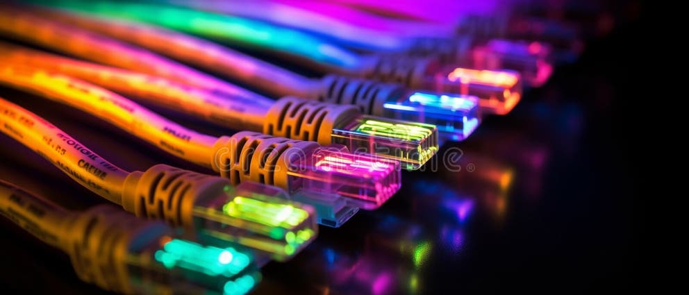 Big Database Servers Connection with Fiber Optic Cable Internet, AI ...