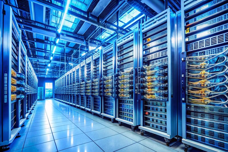 Big Datacenter: Connected Servers and Internet Cables Stock ...