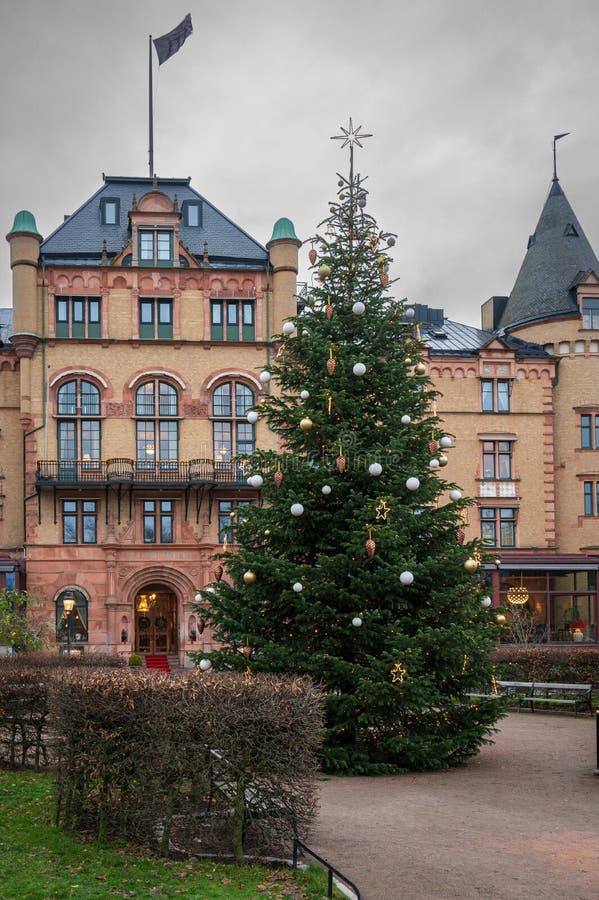 Big Decorated Christmas Tree at Bantorget in Lund Sweden during Winter ...