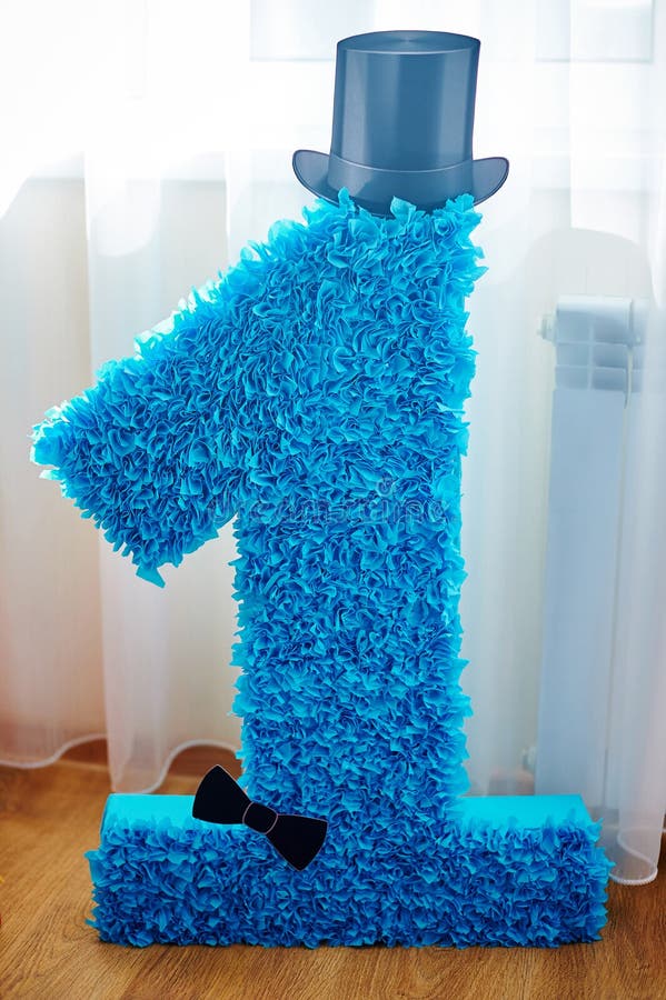 Big Decorated Number 1 with Black Hat for a Birthday Stock Image ...