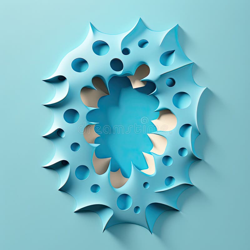 Hole in Blue Plaster. Round Frame in the Center of a Blue Background ...