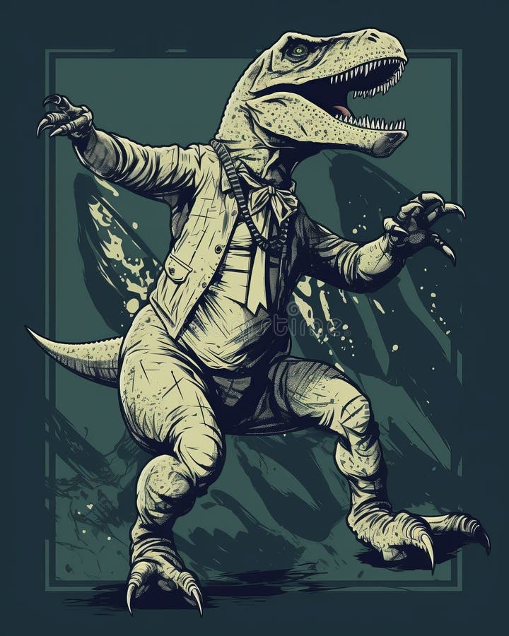 A Big Designer Dinosaur Dancing Generative AI Stock Illustration ...
