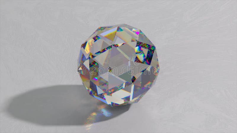 A Big Diamond Lies on a White Surface. Changing Lighting. Shadow ...