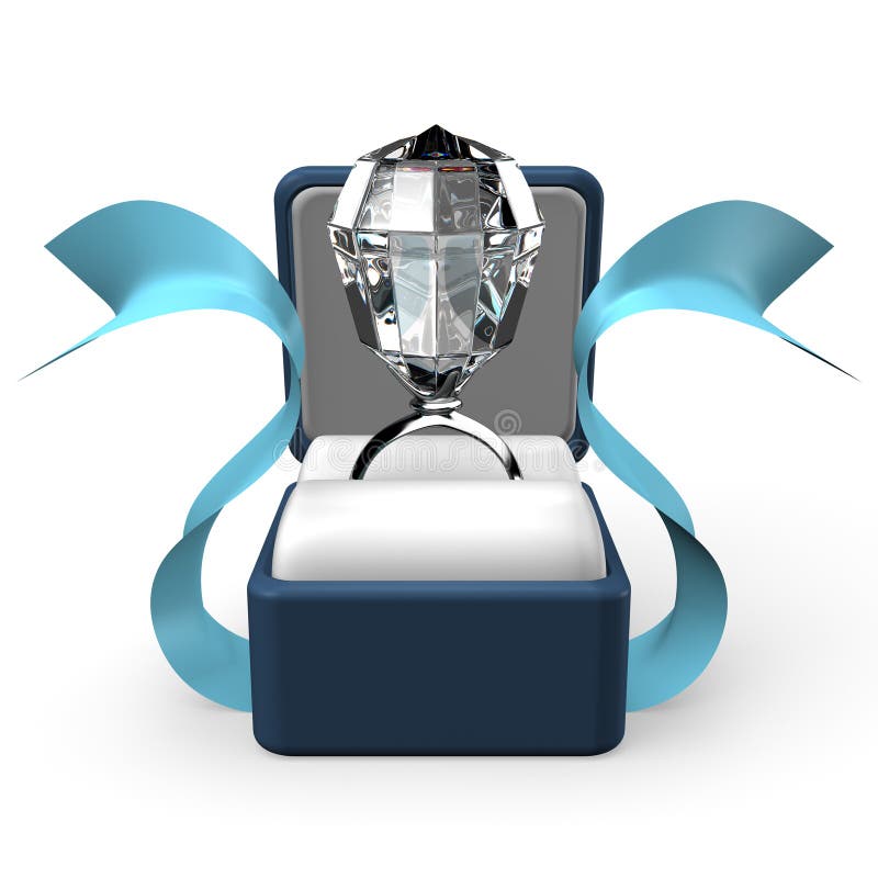 Big Diamond Ring in Gift Box Front View Stock Illustration ...