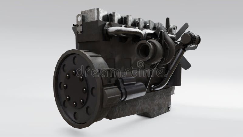 A Big Diesel Engine with the Truck Depicted. 3d Rendering Stock ...