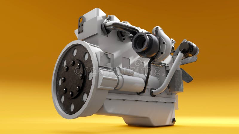 A Big Diesel Engine with the Truck Depicted. 3d Rendering Stock ...