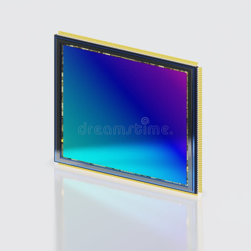 Big Digital Camera Sensor on the Edge Isolated on Light Background. 3D ...