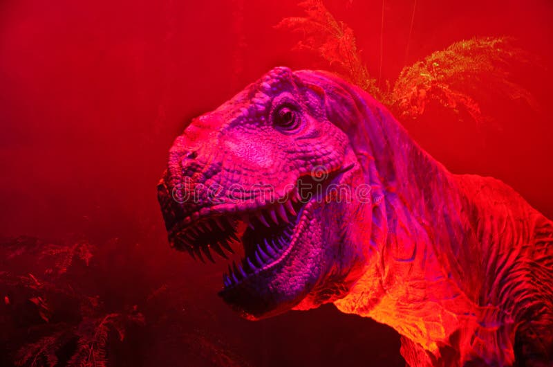 Big Dinosaur - Close Up on Red Background Stock Image - Image of ...
