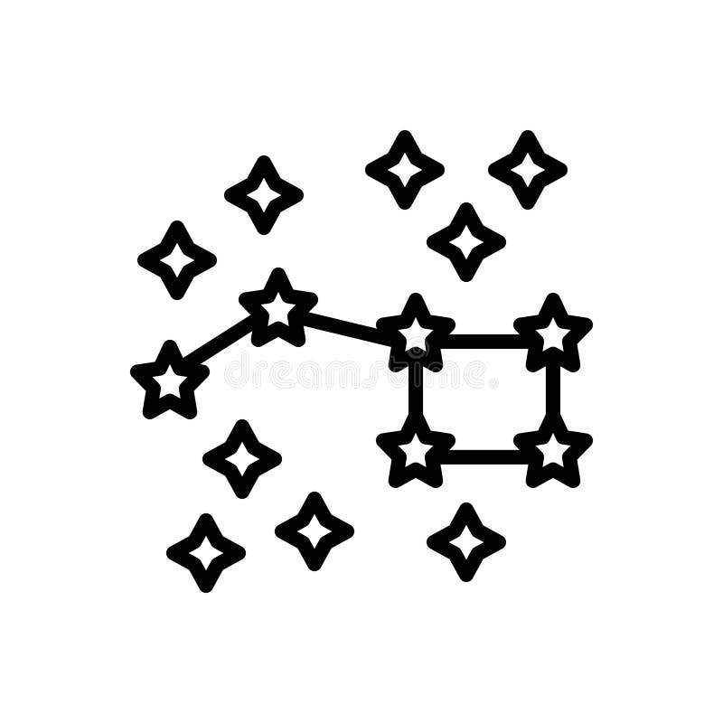 Black Line Icon for Big Dipper, Ursa Major and Starry Stock ...