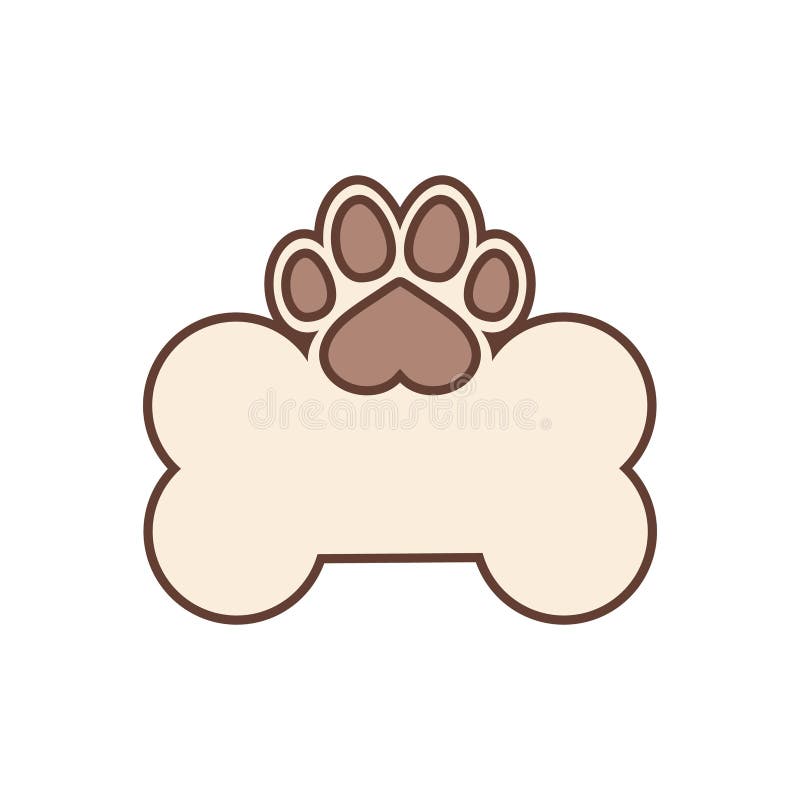 Big Dog Bone and Dog Paw Print. Vector Design Template Stock Vector ...