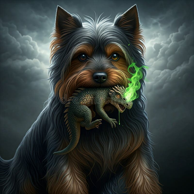 The big dog with dragon stock illustration. Illustration of cartoon ...