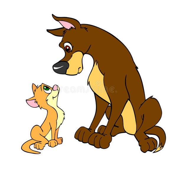 Big Dog and Little Cat stock vector. Illustration of sitting - 29088353