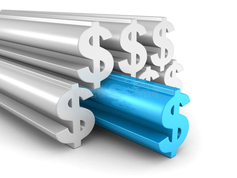 Big Dollar Currency Symbols with Blue Forward Leader Stock Illustration ...
