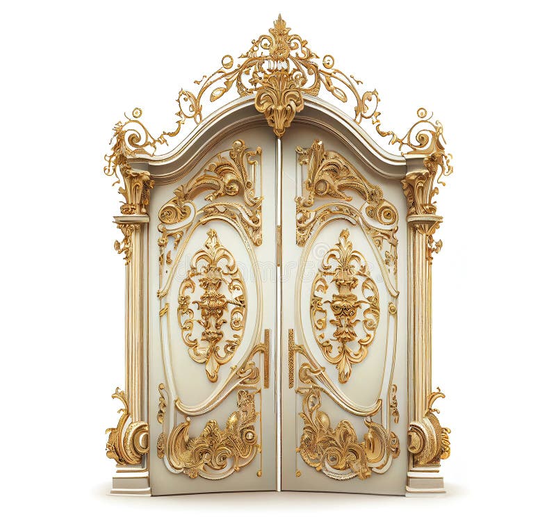 Big Double Victorian Style Doors on White Background Stock Illustration ...